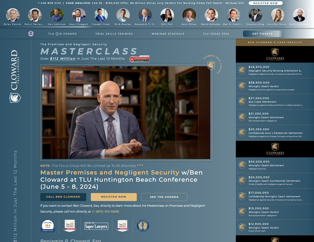 The Premises and Negligent Security Masterclass w/Ben Cloward at TLU Live Huntington Beach 2024 ...